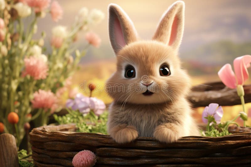 Adorable Baby Animals Wearing Easter Bunny Ears Stock Illustration ...