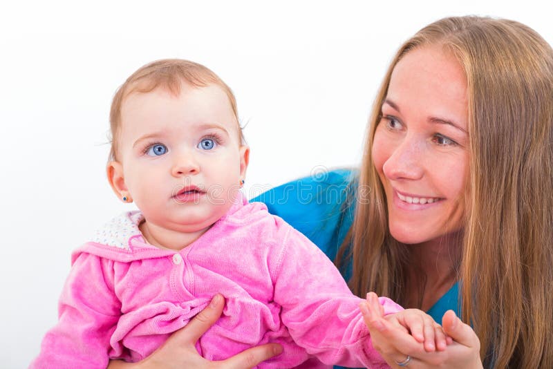 Adorable Baby and Babysitter Stock Image - Image of care, friendly ...