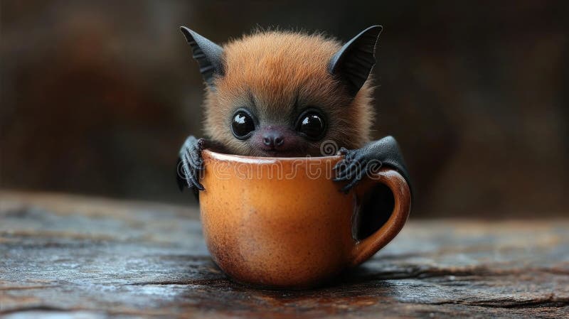 Adorable Baby Bat Sitting in a Cup Stock Image - Image of endearing ...