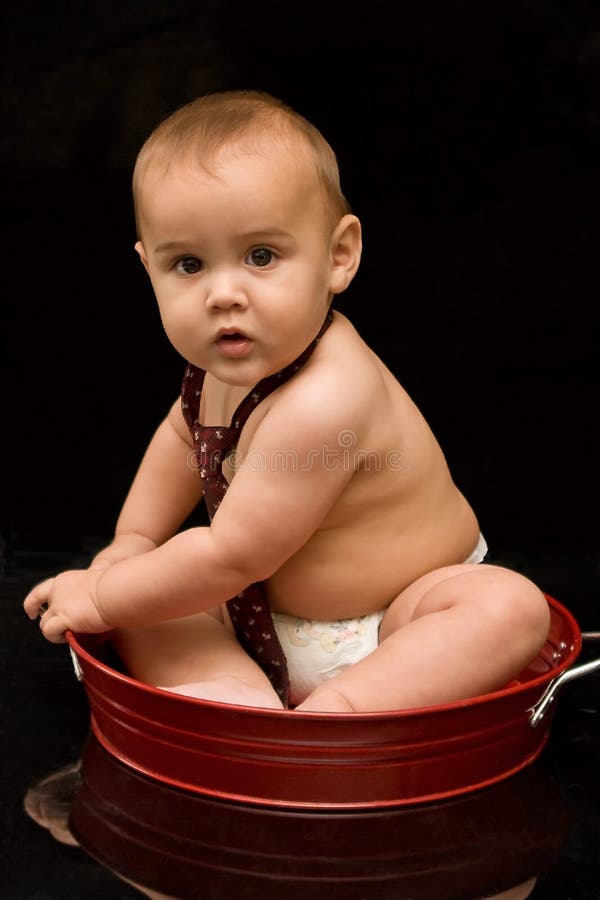 Adorable Baby Boy Wearing Tie in Red Pan Stock Image - Image of perfect ...