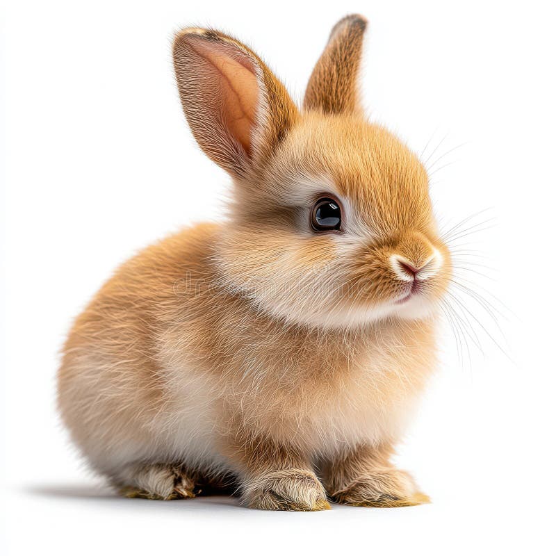 Adorable Baby Bunny Fluffy Fur Soft White Background Stock Illustration ...