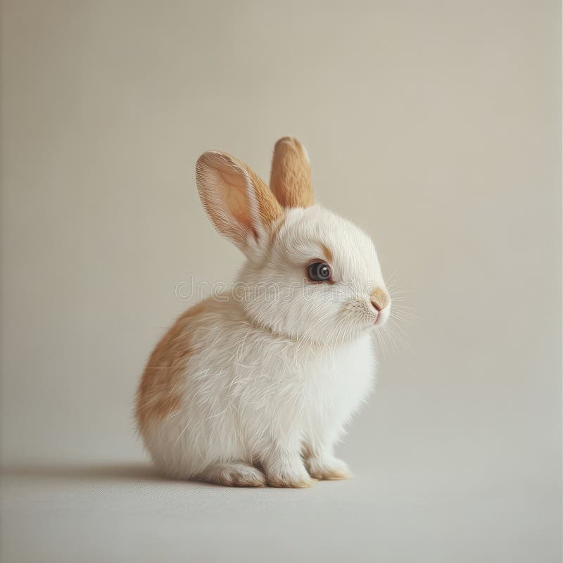 Adorable Baby Bunny Sitting Soft Fur Light Background Stock ...