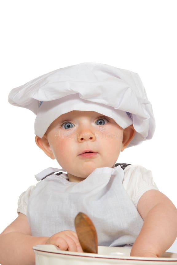 Adorable baby in chefs hat stock image. Image of toque - 26407583