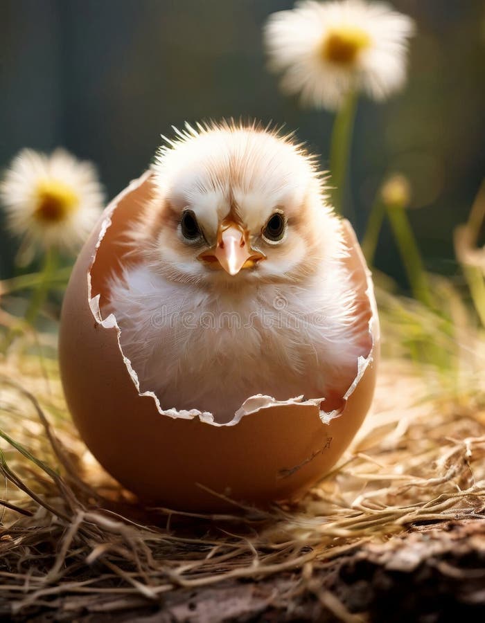 Baby Chick Emerging from Cracked Eggshell in Nature Stock Image - Image ...