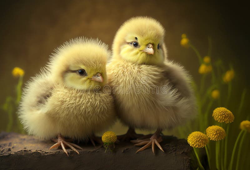 Adorable Baby Chick in a Spring Meadow. Generative Ai Stock ...