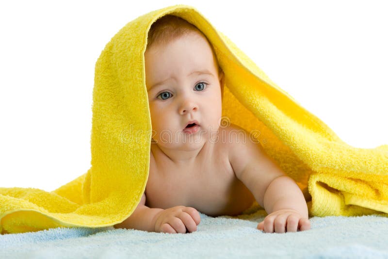 Adorable Baby in Colorful Towel Stock Image - Image of copy, beauty ...