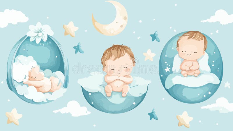 Adorable Baby Design on Vibrant Blue Background, Vector Illustration ...