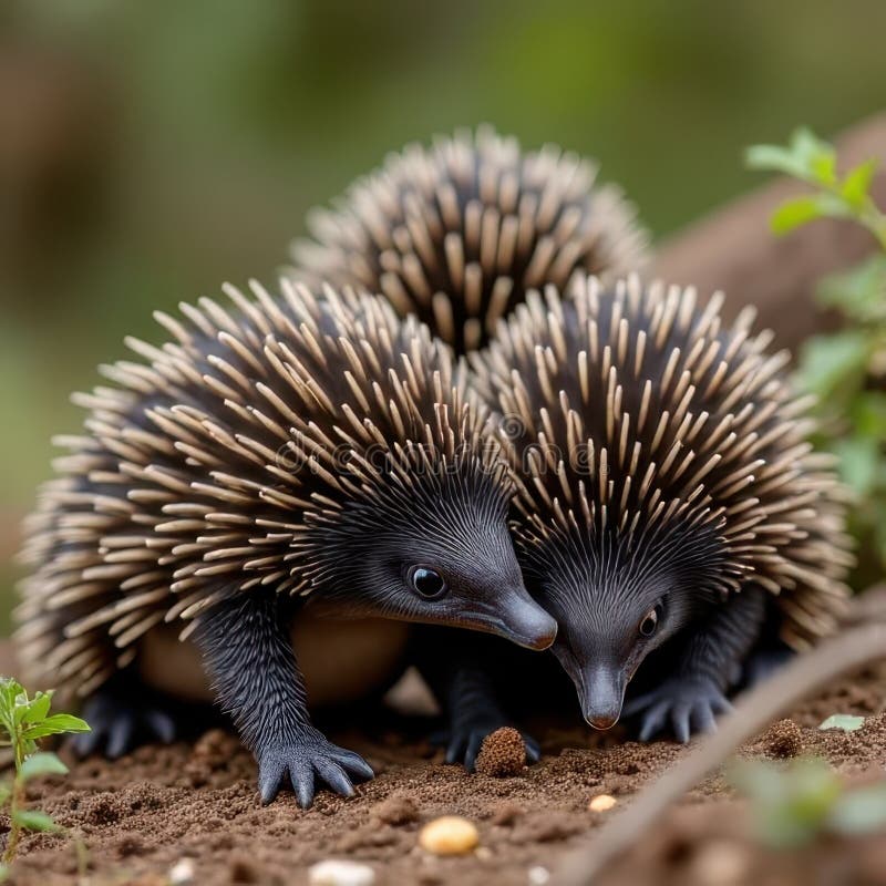 Adorable Baby Echidna Puggles in a Cozy Nest Stock Photo - Image of ...