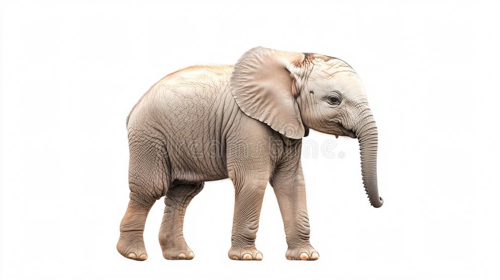 Adorable Baby Elephant Standing Solo on White Background Stock Image ...