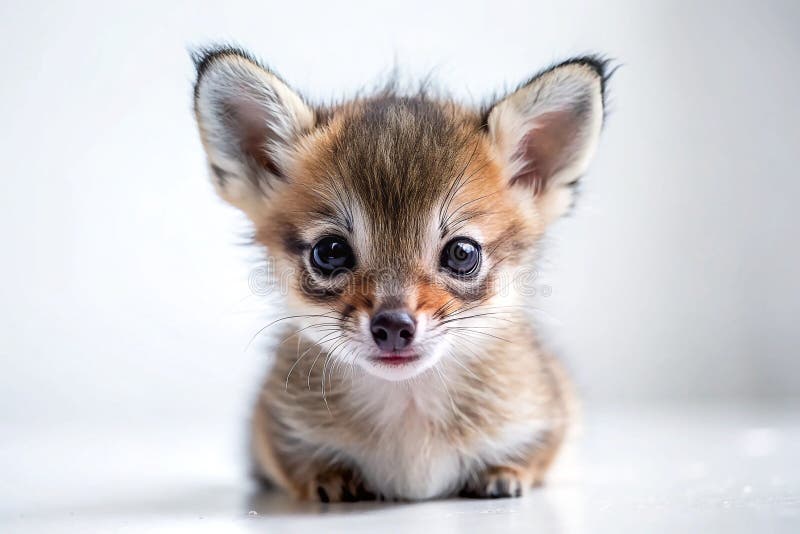 Adorable Baby Fennec Fox Kit, Close-up Stock Illustration ...