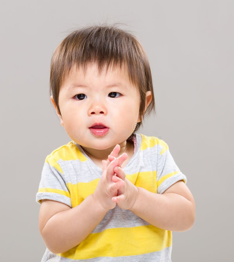 Adorable Baby Girl Clapping Hand Stock Photo - Image of head, girl ...