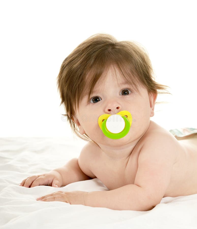 Adorable Baby Girl with Pacifier Stock Image - Image of daughter ...