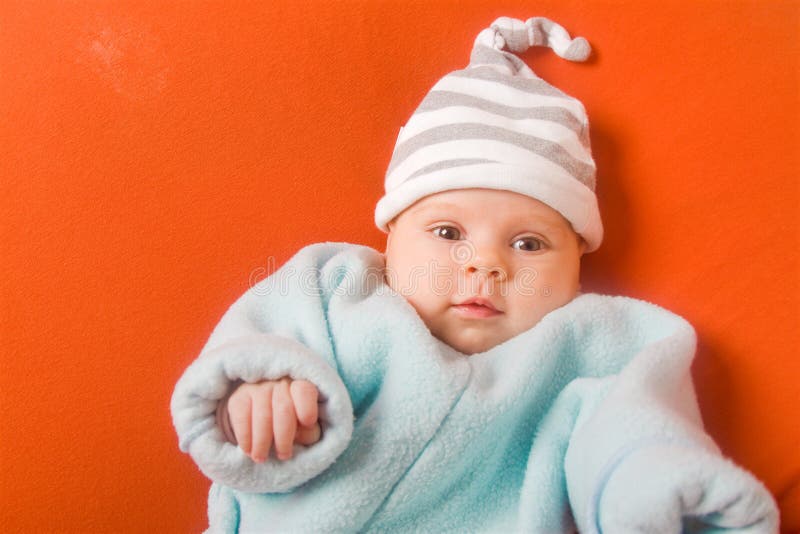 Adorable baby in hat stock photo. Image of cute, orange - 29112400