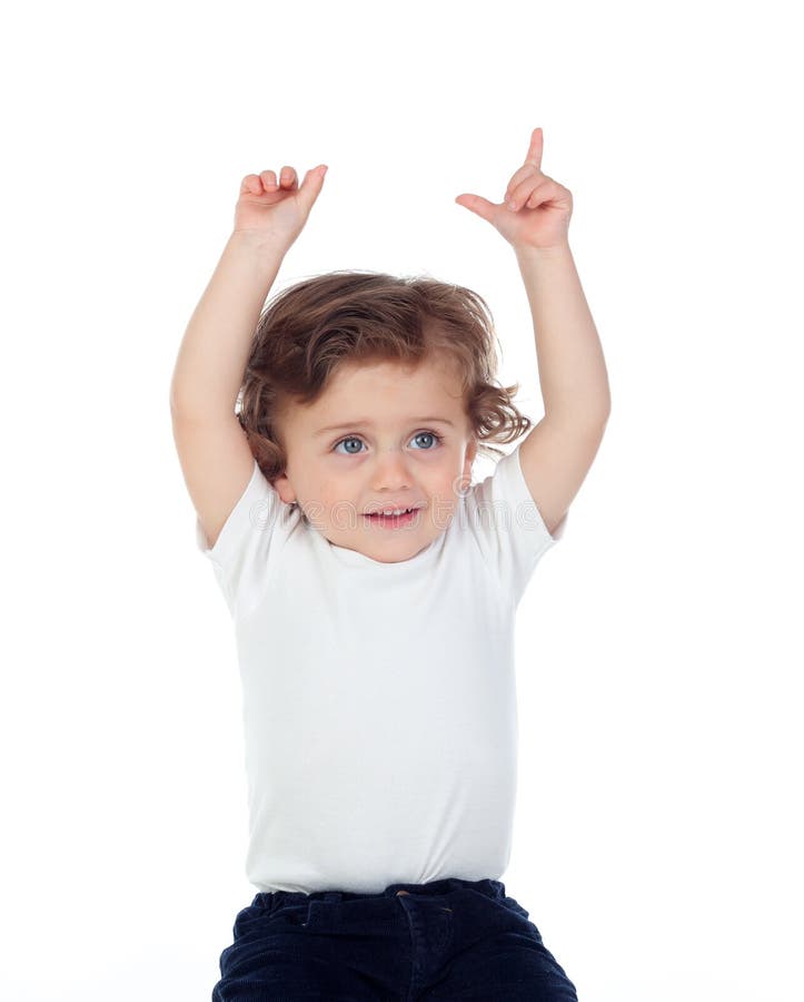 Adorable Baby with His Hands Raised Asking for the Word Stock Image ...