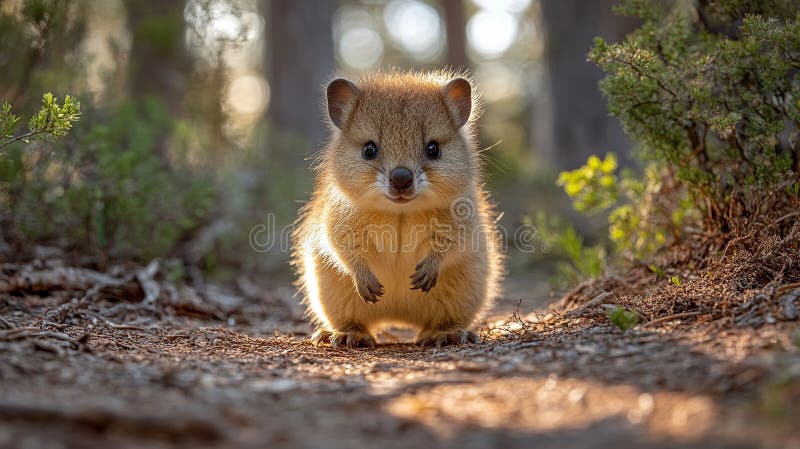 Adorable Baby Marsupial in the Forest Stock Illustration - Illustration ...