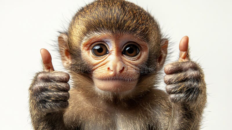 Adorable Baby Monkey Giving Thumbs Up Stock Illustration - Illustration ...