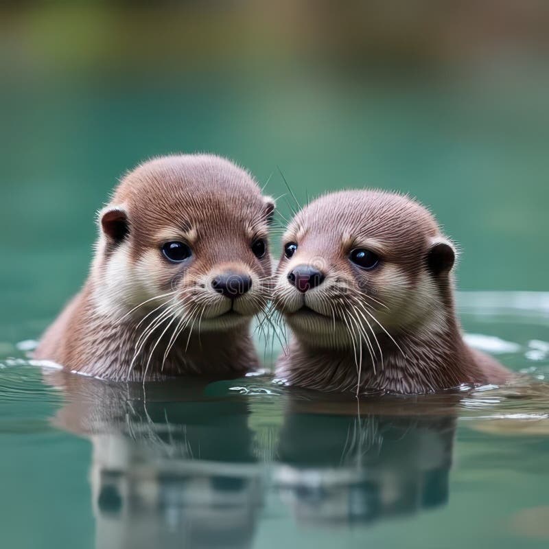 Adorable Baby Otters Learning To Swim Stock Image - Image of habitat, baby: 363440935