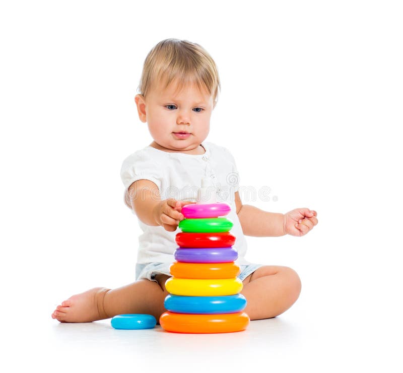 Adorable Baby Playing with Color Toy Stock Photo - Image of logic ...