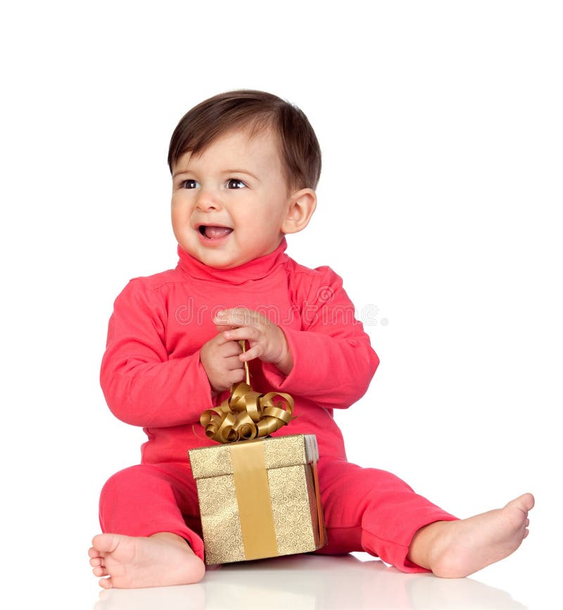 Baby in a gift box stock image. Image of present, peaceful - 15487265