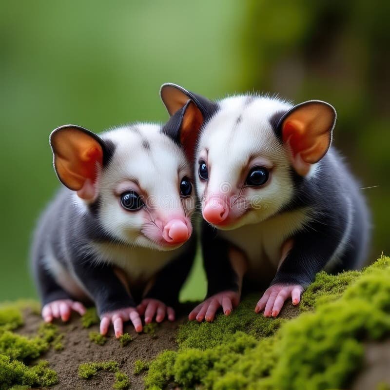 Adorable Baby Possums in a Forest Setting Stock Image - Image of lush ...