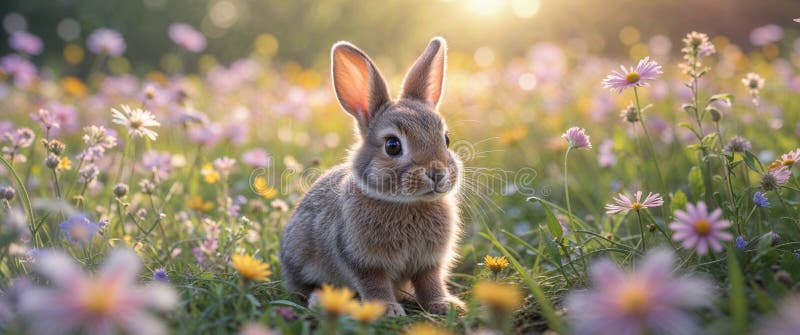Adorable Baby Rabbit Wildflower Field Stock Photos - Free & Royalty ...