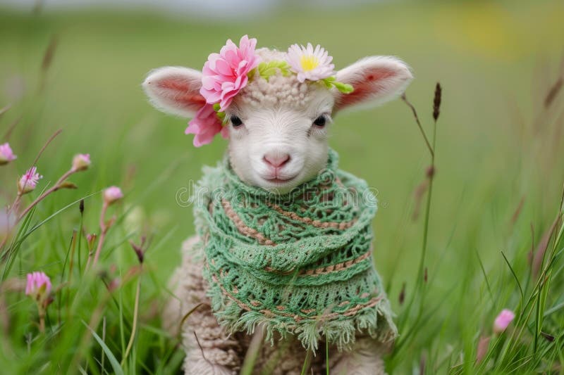 Adorable Baby Sheep Portrait Dressed. Generate Ai Stock Photo - Image ... Adorable Baby Sheep Portrait Dressed. Generate Ai Stock Photo - Image ...
