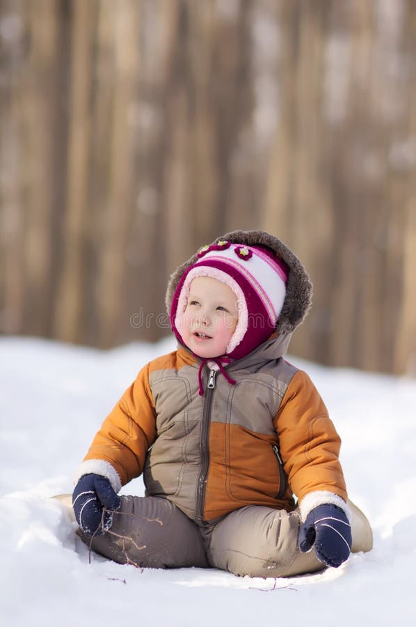 Baby Cry on Snow Road in Winter Forest Stock Image - Image of sweet ...
