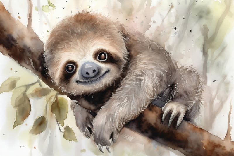 Adorable Baby Sloth Nursery Art. Generative Ai Stock Illustration ...