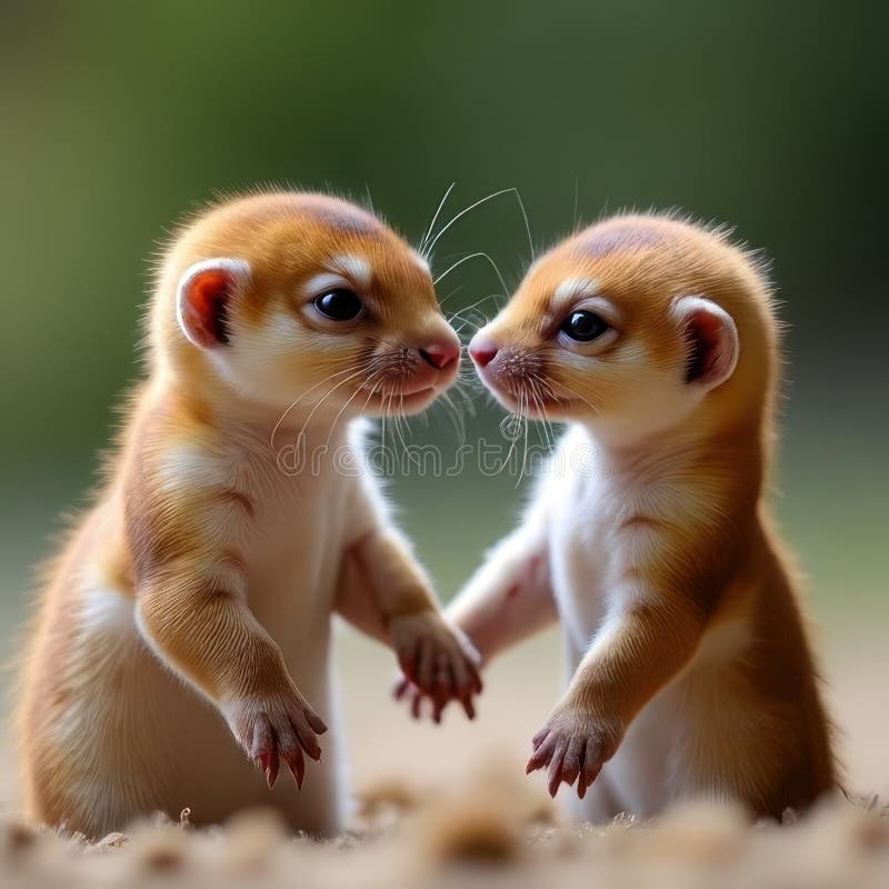Adorable Baby Weasels Playing Together Stock Image - Image of ...