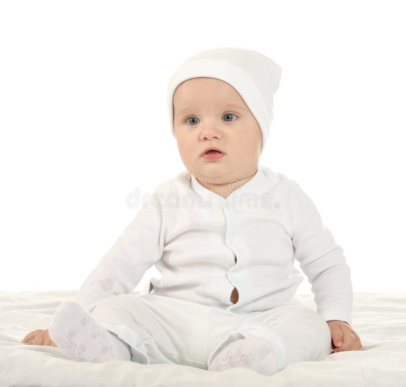 Adorable Baby on White Background Stock Image - Image of childhood ...