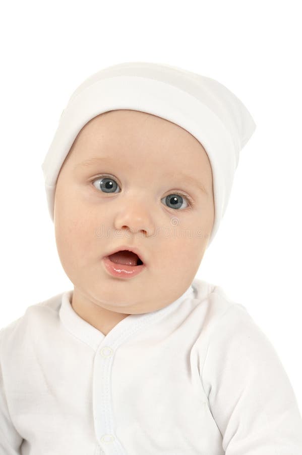 Adorable Baby on White Background Stock Photo - Image of childhood ...