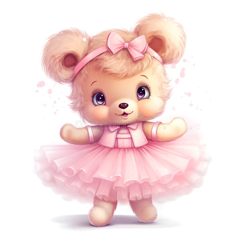 Adorable ballet bear pose stock illustration. Illustration of star ...