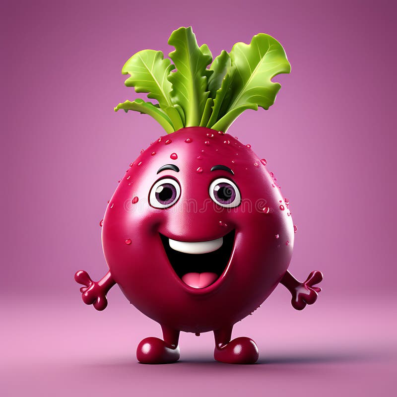 Adorable Beetroot: 3D Render of a Cute Beetroot Isolated Against a ...