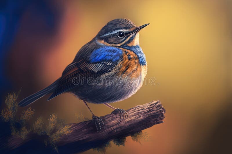 Adorable Bird. Blue Landscape Stock Illustration - Illustration of ...