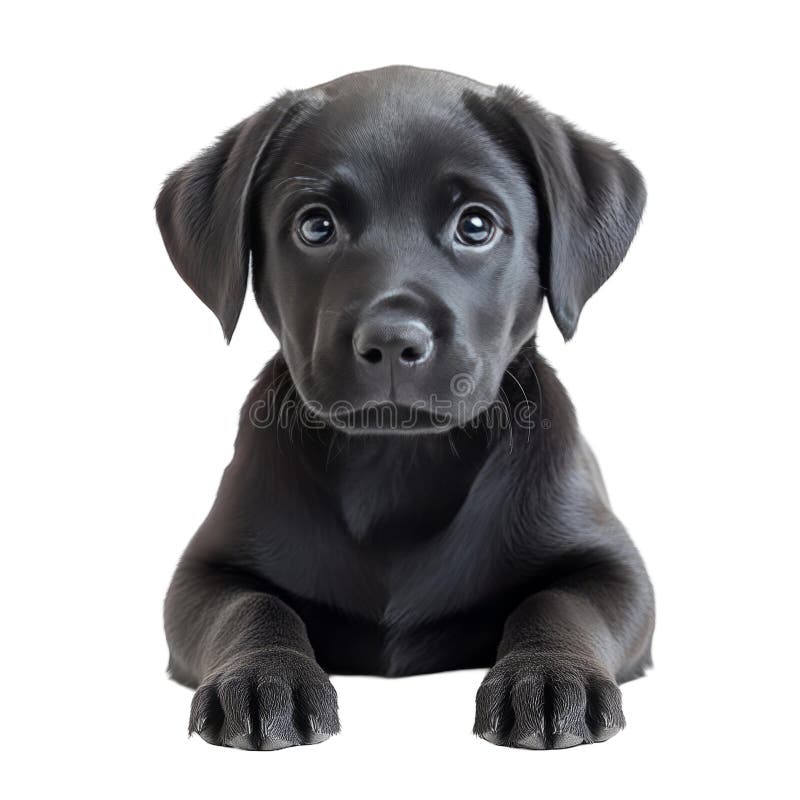 Adorable Black Labrador Puppy on White Background Stock Illustration ...