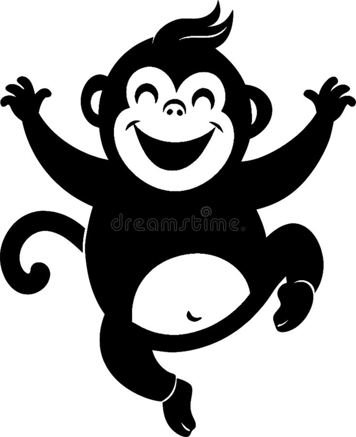 Adorable Black Monkey Stencil Clipart Design. Stock Image - Illustration of creative, generated ...