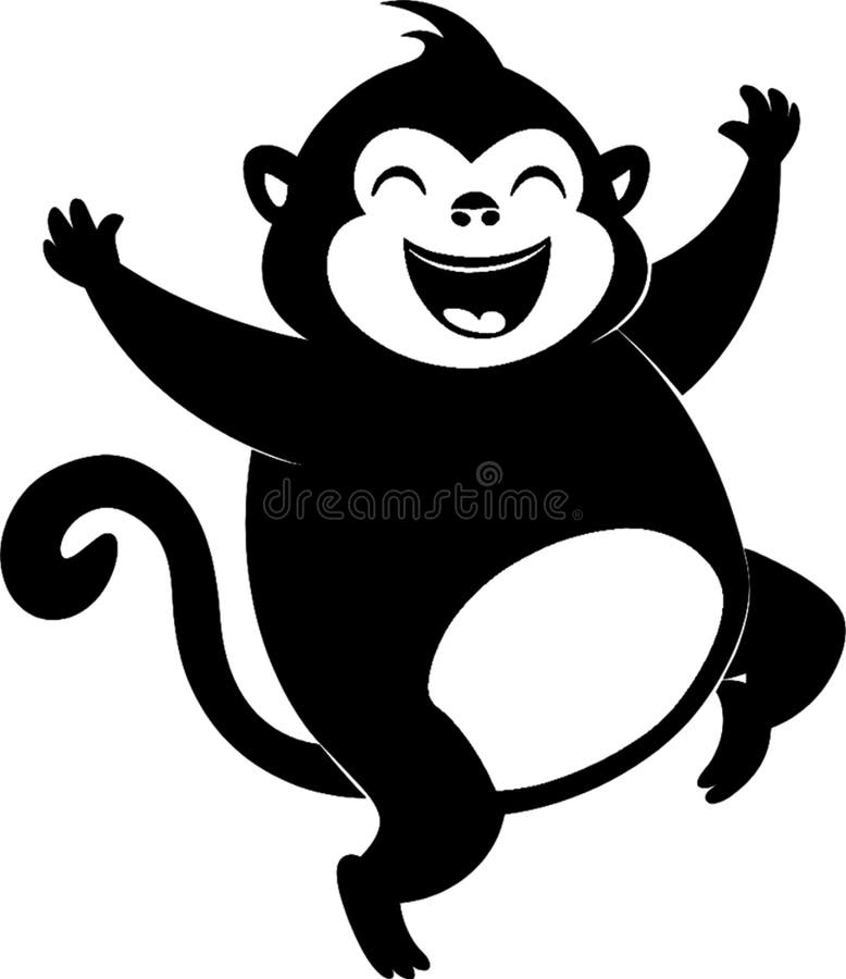 Adorable Black Monkey Stencil Clipart Design. Stock Image - Illustration of pattern, adorable ...