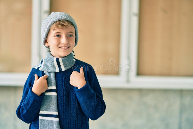 Adorable Blond Student Kid Smiling Happy Standing at the School Stock ...