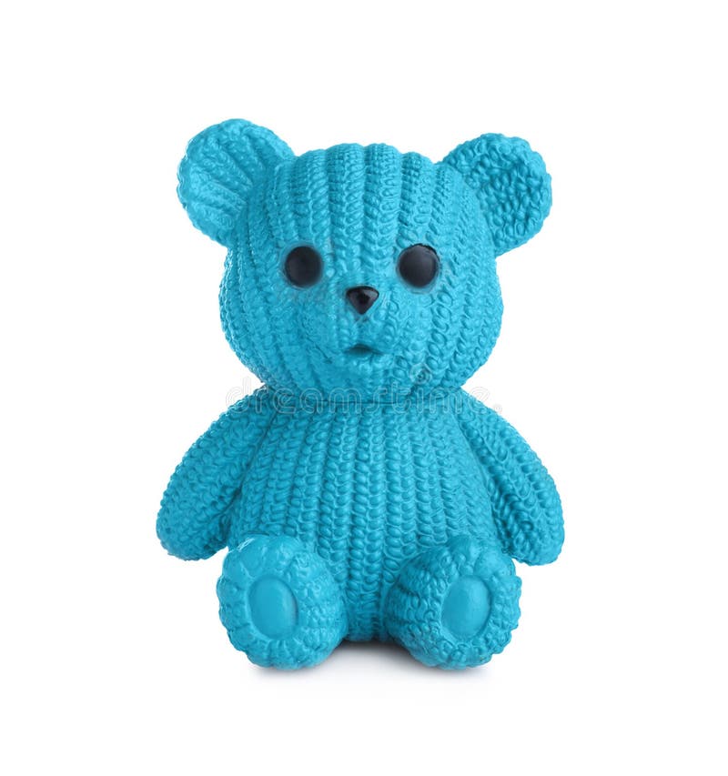 Adorable Blue Toy Bear Isolated Stock Photo - Image of preschool, play ...