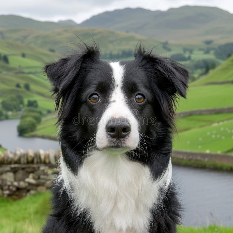 Adorable Border Collie Dog in Scenic Mountain Landscape Stock ...
