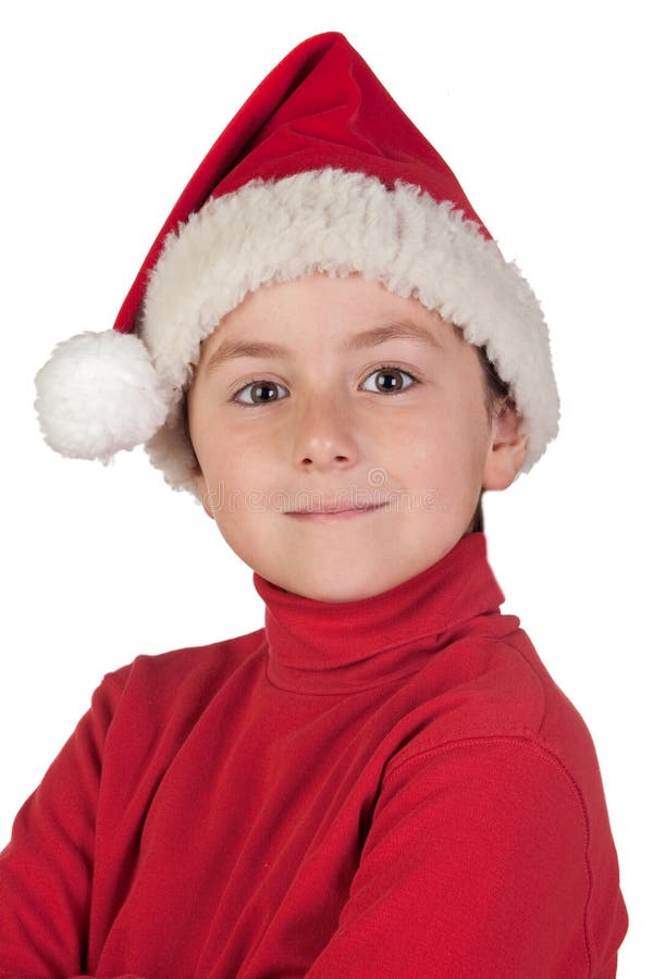 Adorable Boy with Santa Hat Stock Image - Image of cute, adorable: 11917311