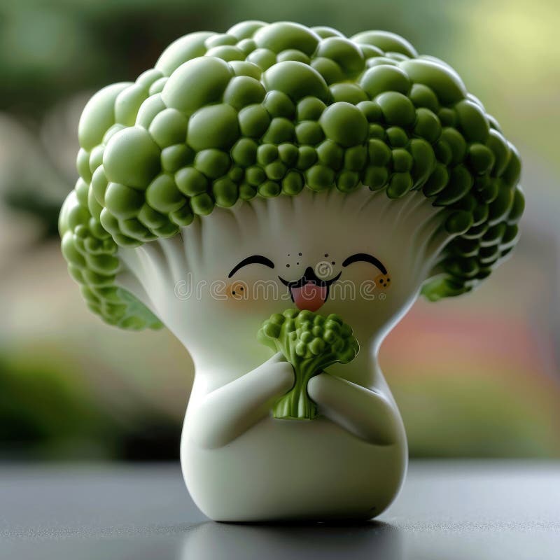 This Adorable Broccoli Character Features a Cheerful Face and Holds a ...
