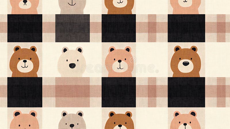Adorable Brown and Beige Cartoon Bears Seamless Pattern Stock ...