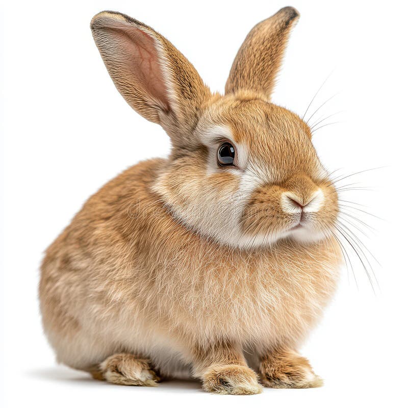 Adorable Brown Bunny Rabbit Fluffy Fur White Background Stock ...