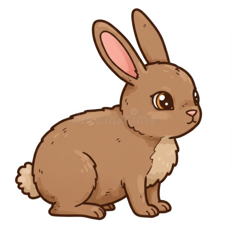 Adorable Brown Cartoon Rabbit Illustration Stock Illustration ...