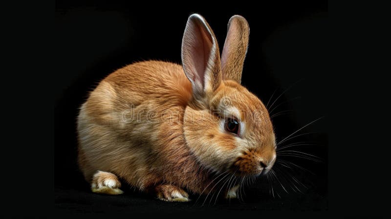 Adorable Brown Rabbit in Dark Background, Generative AI Stock Image ...