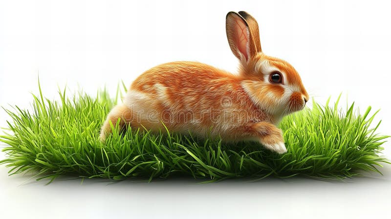 Adorable Young Rabbit Leaping Against White Background Stock ...