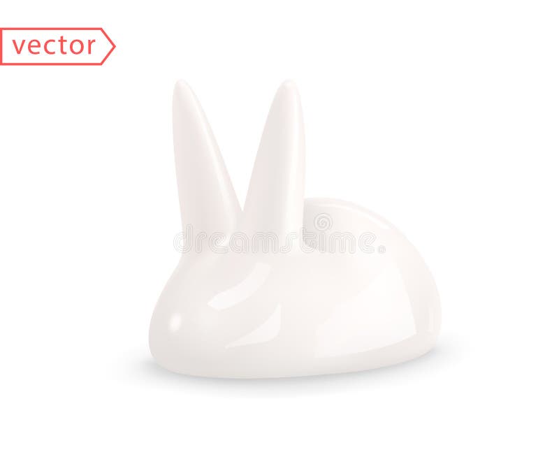 Adorable Bunny. 3D Illustration of a Cute White Rabbit Figurine. Design ...
