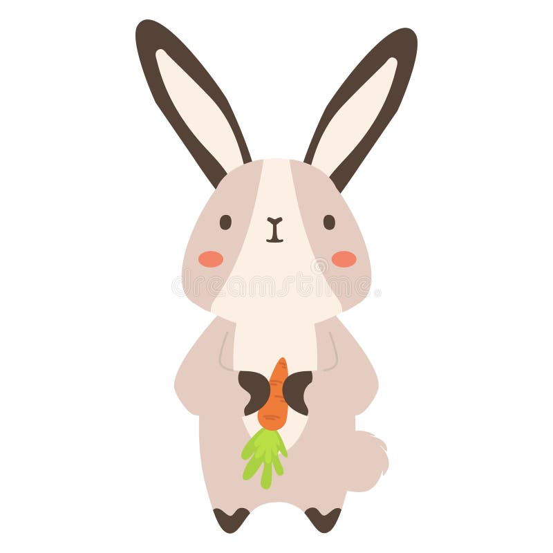 Adorable Bunny Eating a Carrot Stock Vector - Illustration of mascot ...