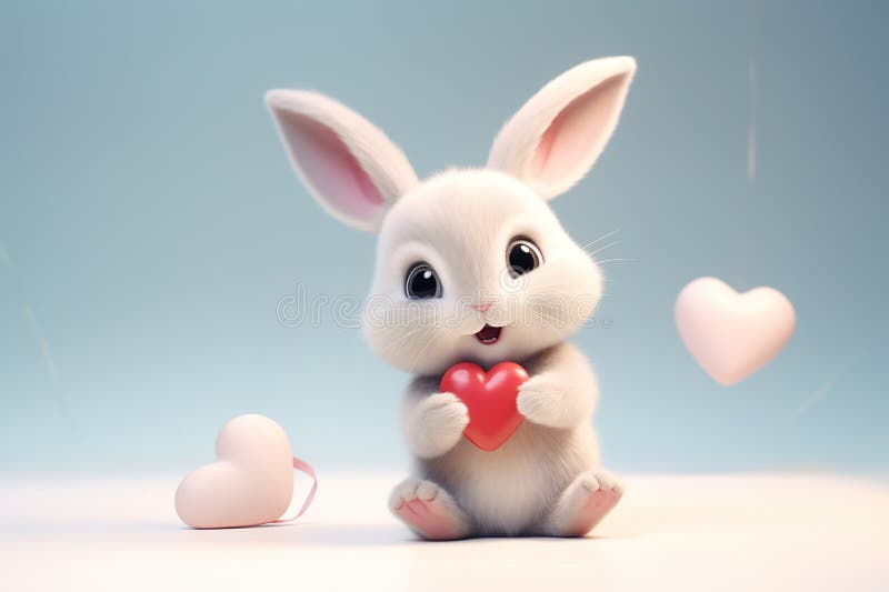 Adorable Bunny with Heart, Perfect for Valentine S Stock Illustration ...